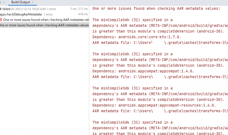 【Android Studio】The minCompileSdk is greater than module’s compileSdk Verの解決法 | ばすにっきTips
